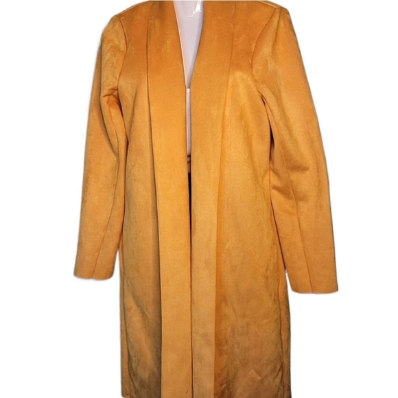 Zara | Jackets & Coats | Zara Yellowgold Faux Suede Long Coat | Poshmark